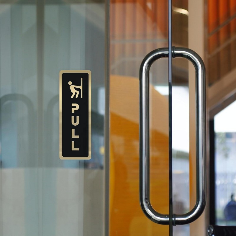 1Pair 3D Acrylic Push Pull Sign Papan Tanda Pintu Sliding Door Label ...