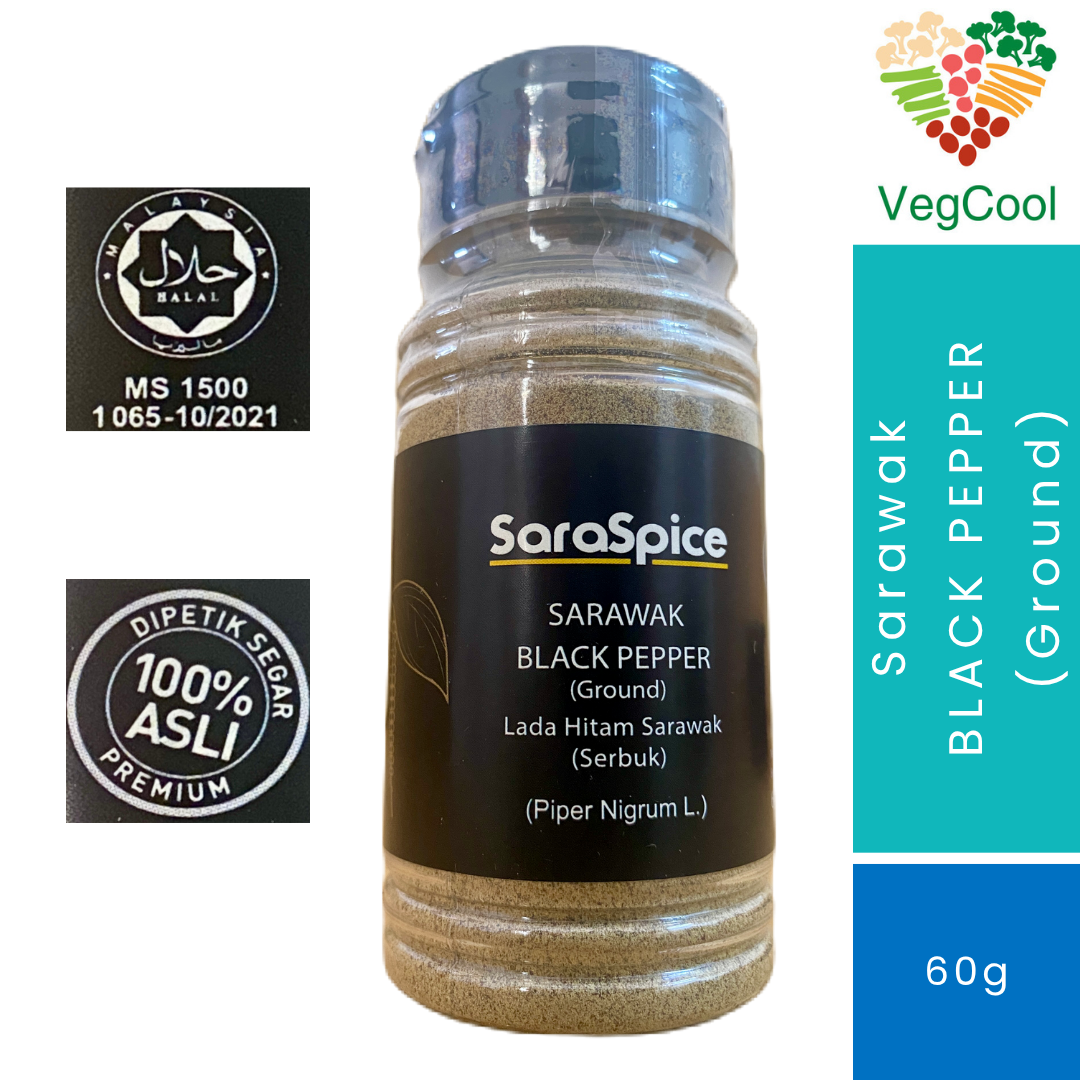 SaraSpice Sarawak Black Pepper (Ground) 60g | Bold Aroma, Authentic Borneo Taste! | Shopee Malaysia