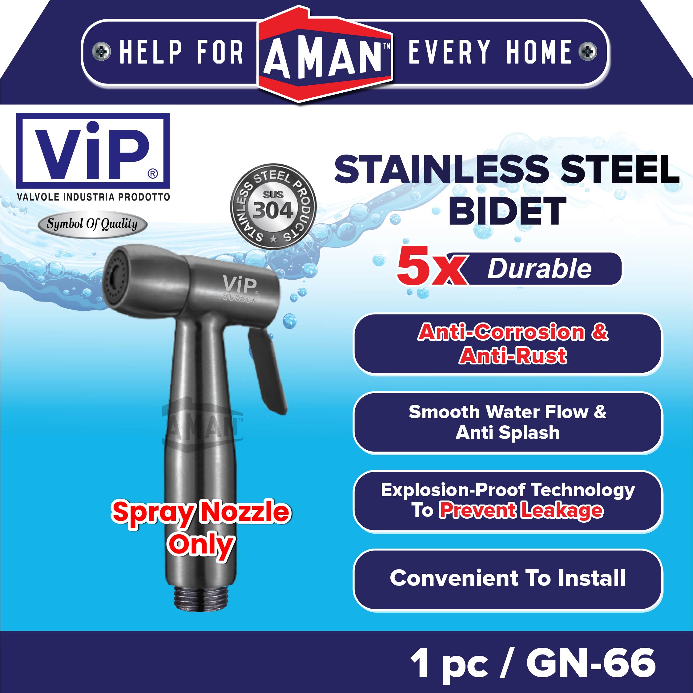 ViP SUS-304 Stainless Steel Matt Grey Hand Bidet Spray With Flexible ...