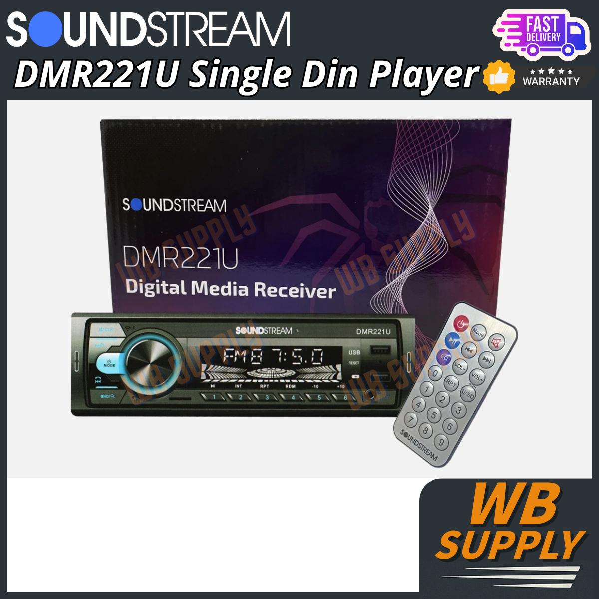 SOUNDSTREAM DMR221U Single Din Player｜Bluetooth 5.1｜Dual USB & TF Slot ...