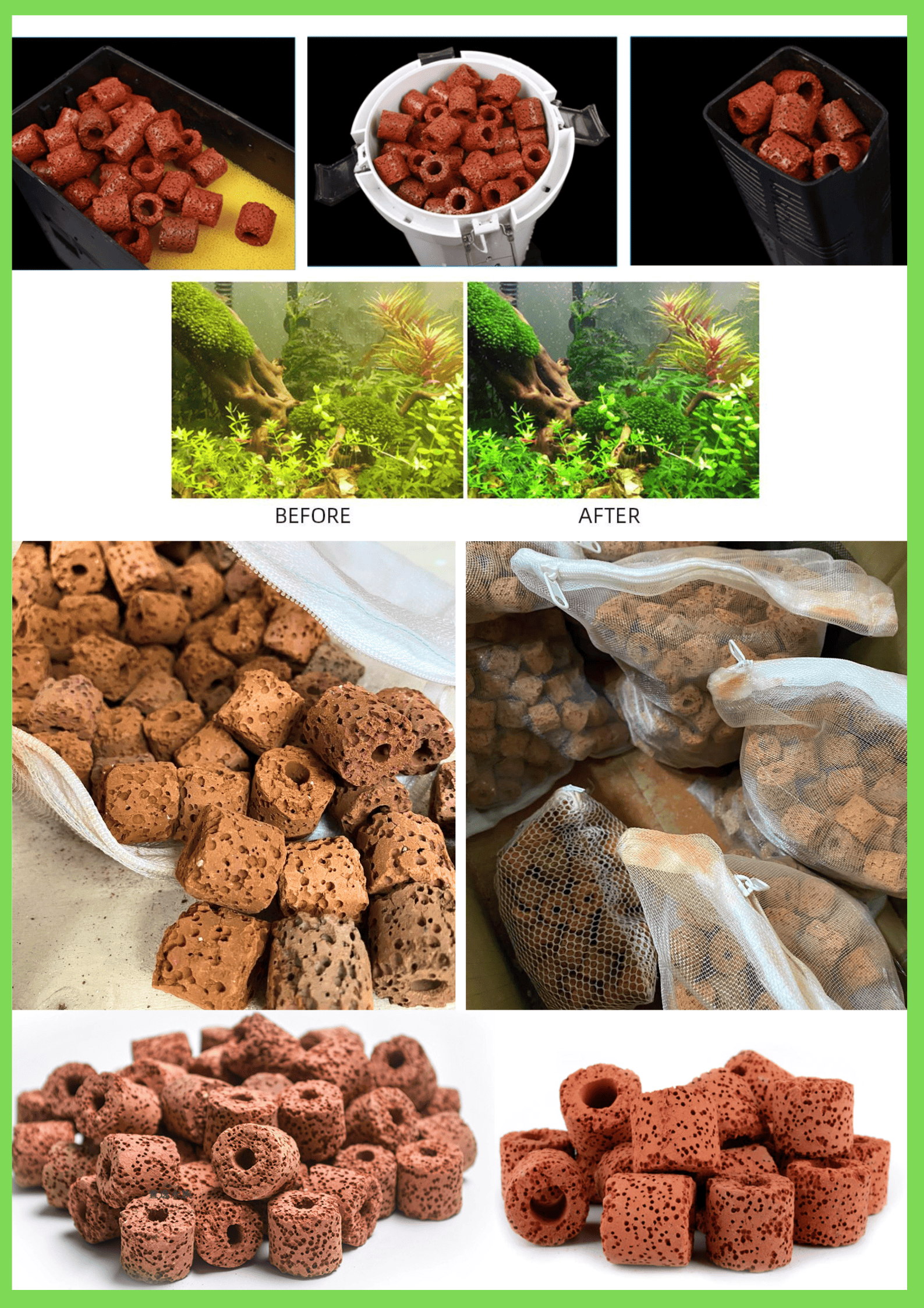 SLEN 3kg 1kg Bio Filter Media Bio Ring Bacteria House Aquarium ...