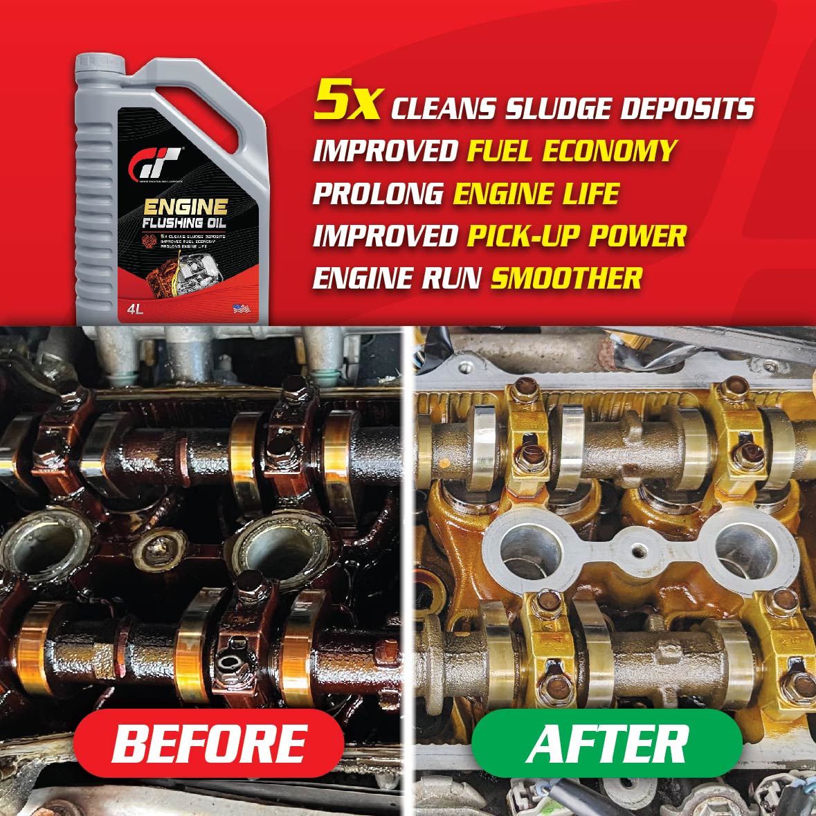 GT ENGINE FLUSHING OIL 4L - Engine Cleaning Bersihkan Enjin Prolongs ...