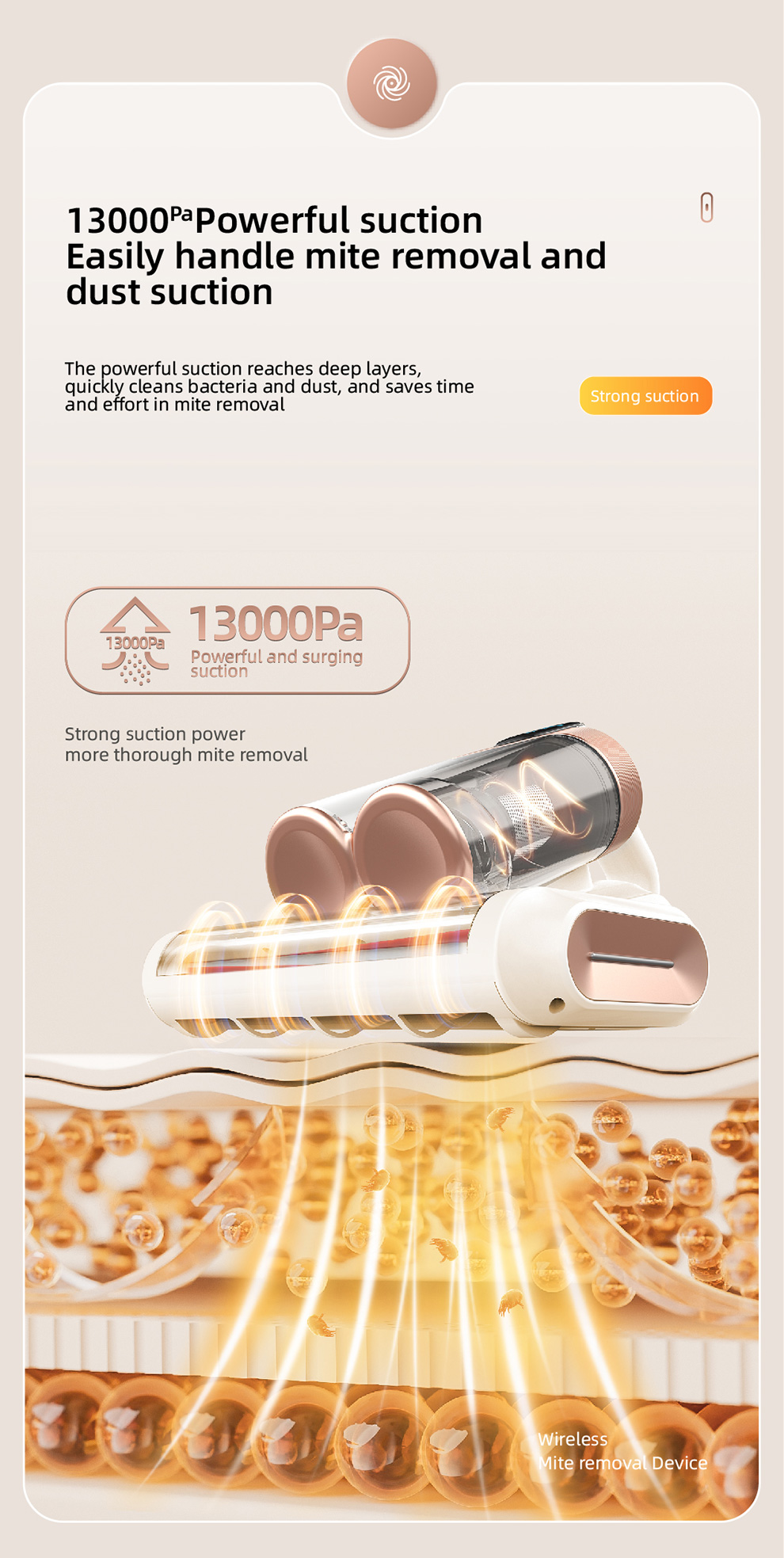 Wireless Mite Dust Vacuum Cleaner Bed Vaccum Cleaner Dust Mite Cordless ...