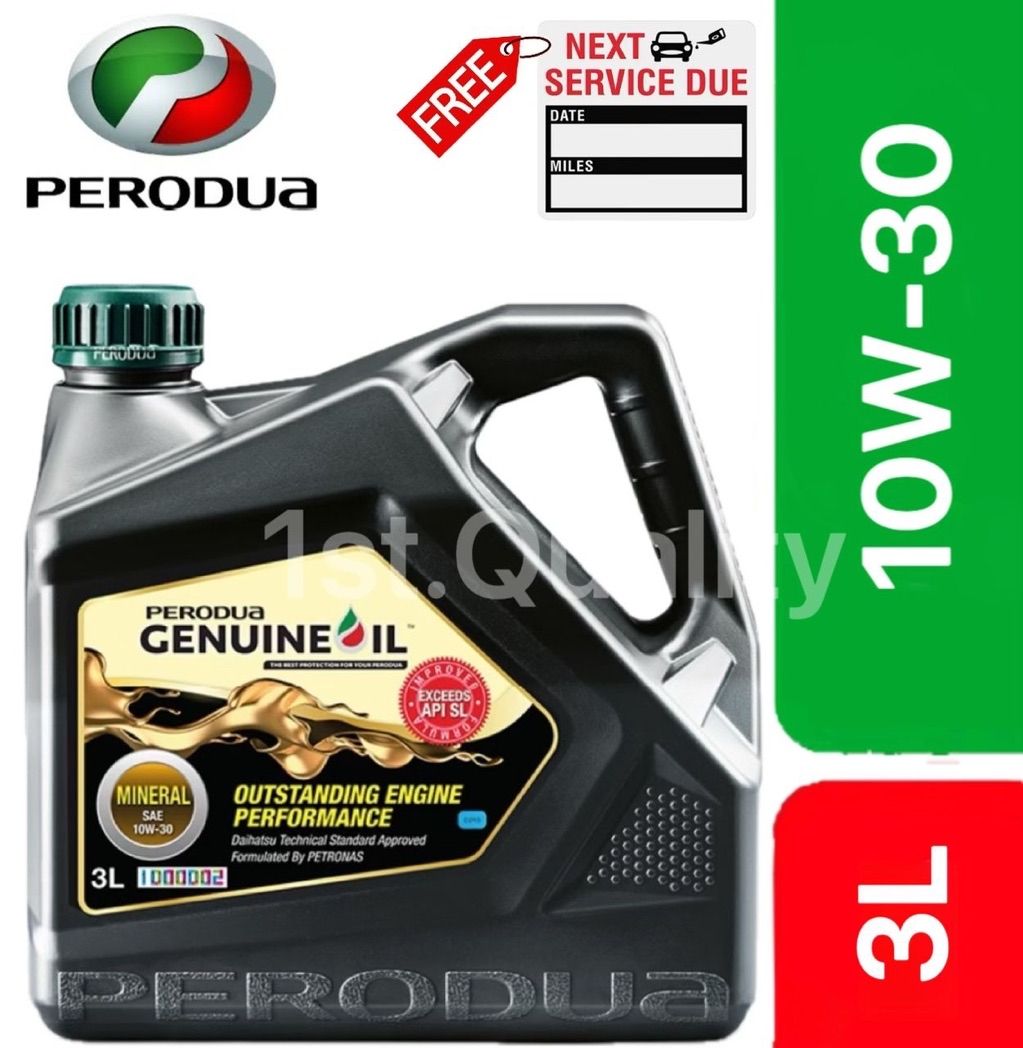 PERODUA SAE 10W30 API SL Mineral Engine Oil (3L)-5000KM Myvi Axia Viva ...