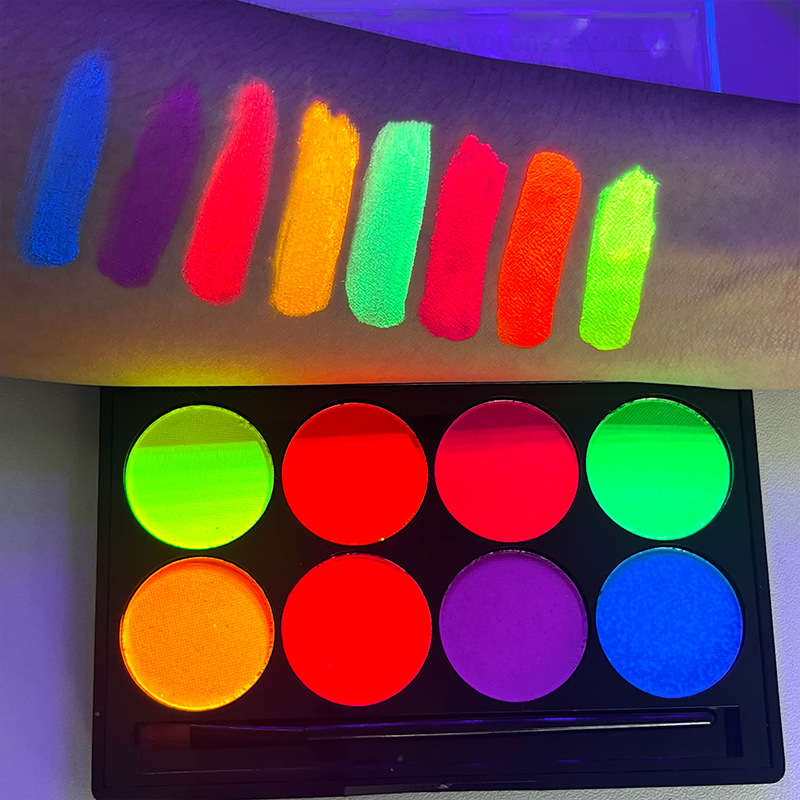 8 Warna Pendarfluor Face Body Art Cat Lukisan Minyak UV Glow Pakaian ...