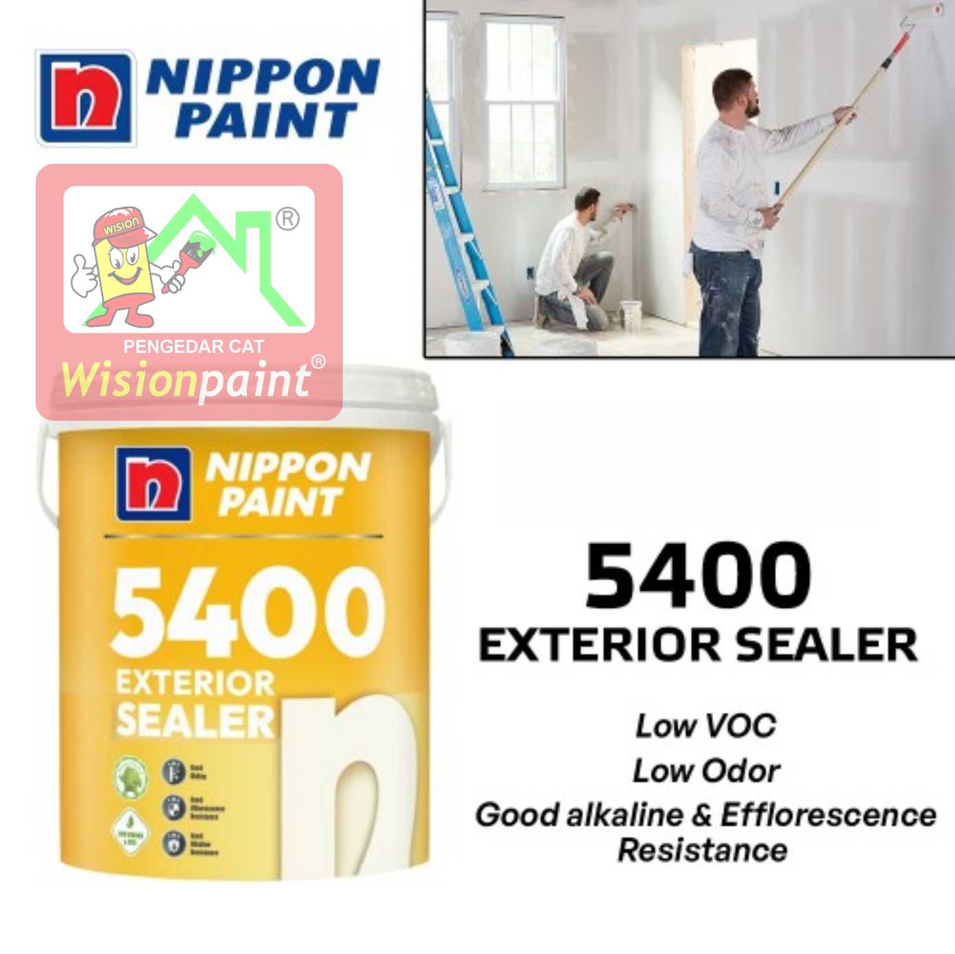 5L NIPPON PAINT ( 5400 Wall Sealer ) Exterior Wall Sealer Undercoat Cat ...