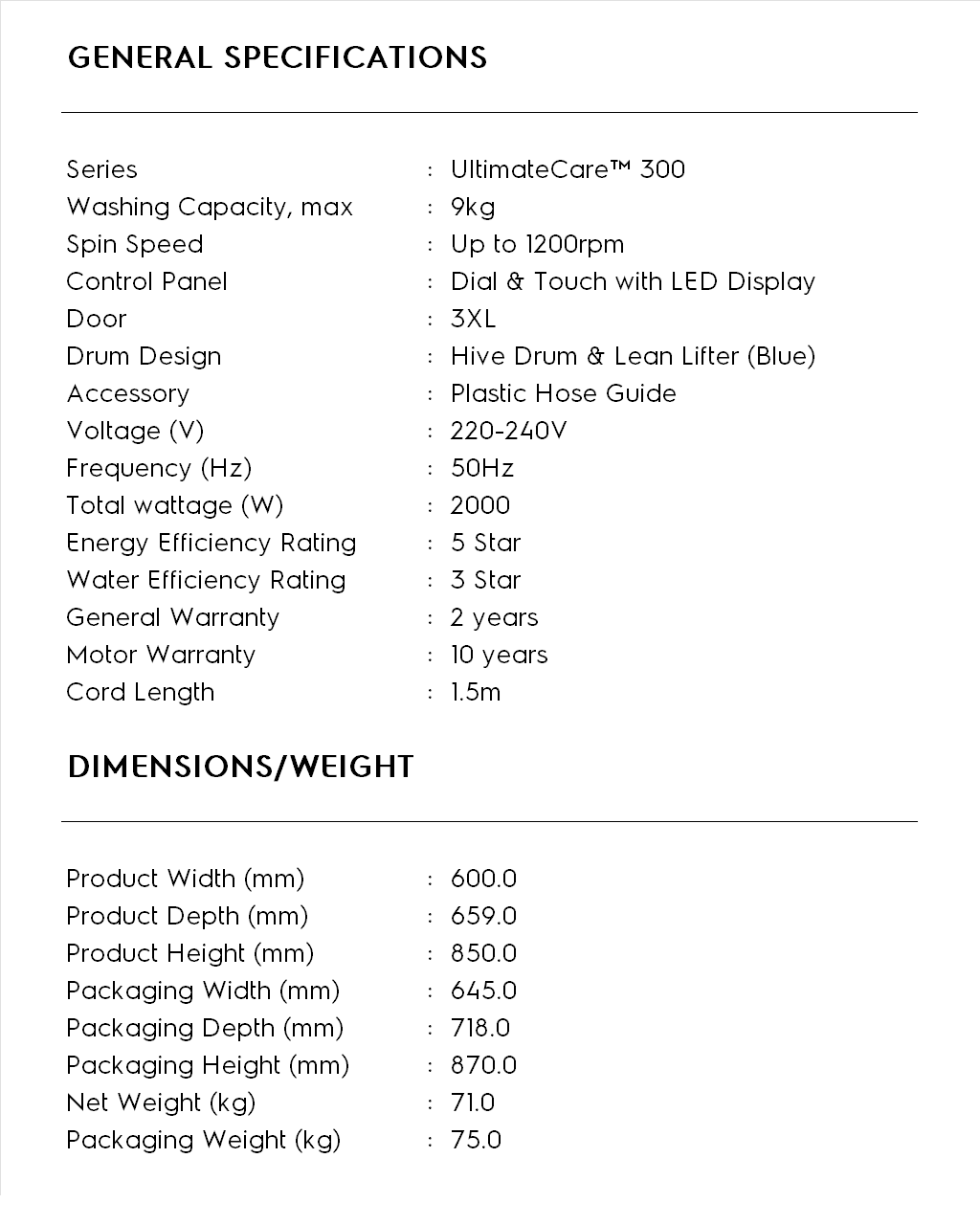 Electrolux 9.0kg Front Load Washing Machine - UltimateCare 300 ...