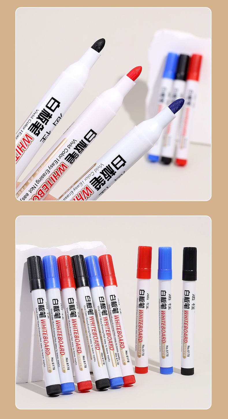 50 pcs Whiteboard Marker Pen Red Blue Black Erasable Marker Pen papan ...
