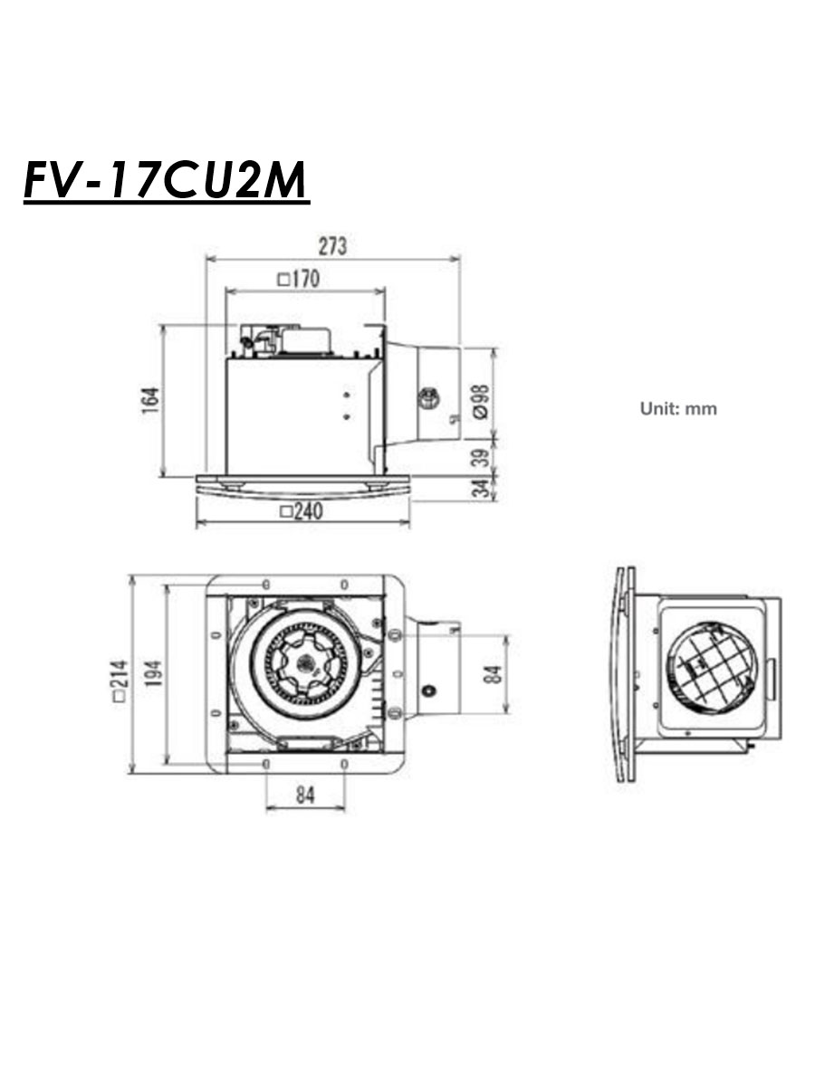 Panasonic Ceiling Mount Sirocco Ventilation Fan FV-17CU2M / FV-24CG2M ...