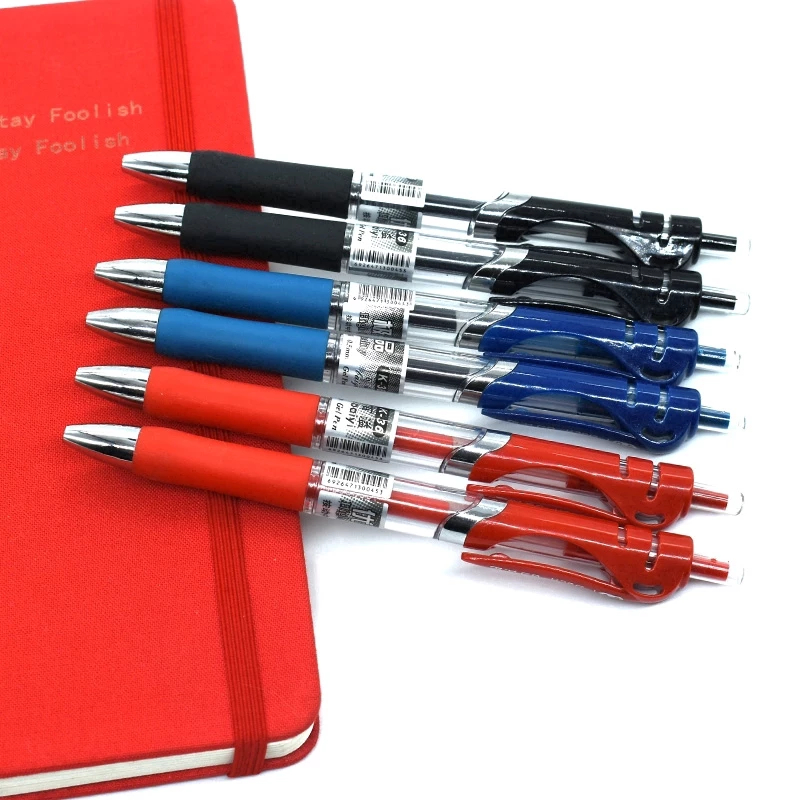 Gel Pen Red Blue Black Retractable refillable bullet pens Merah Biru ...