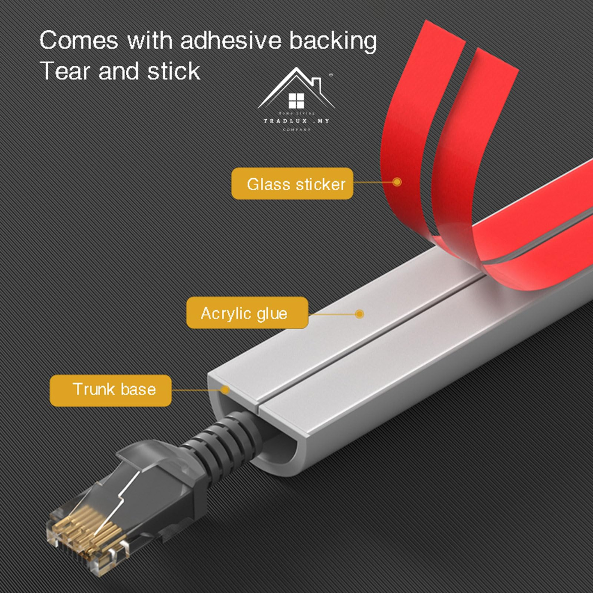 PVC Wire Trunking Self-Adhesive Cable Trunking Open-Mounted Wire Cover ...