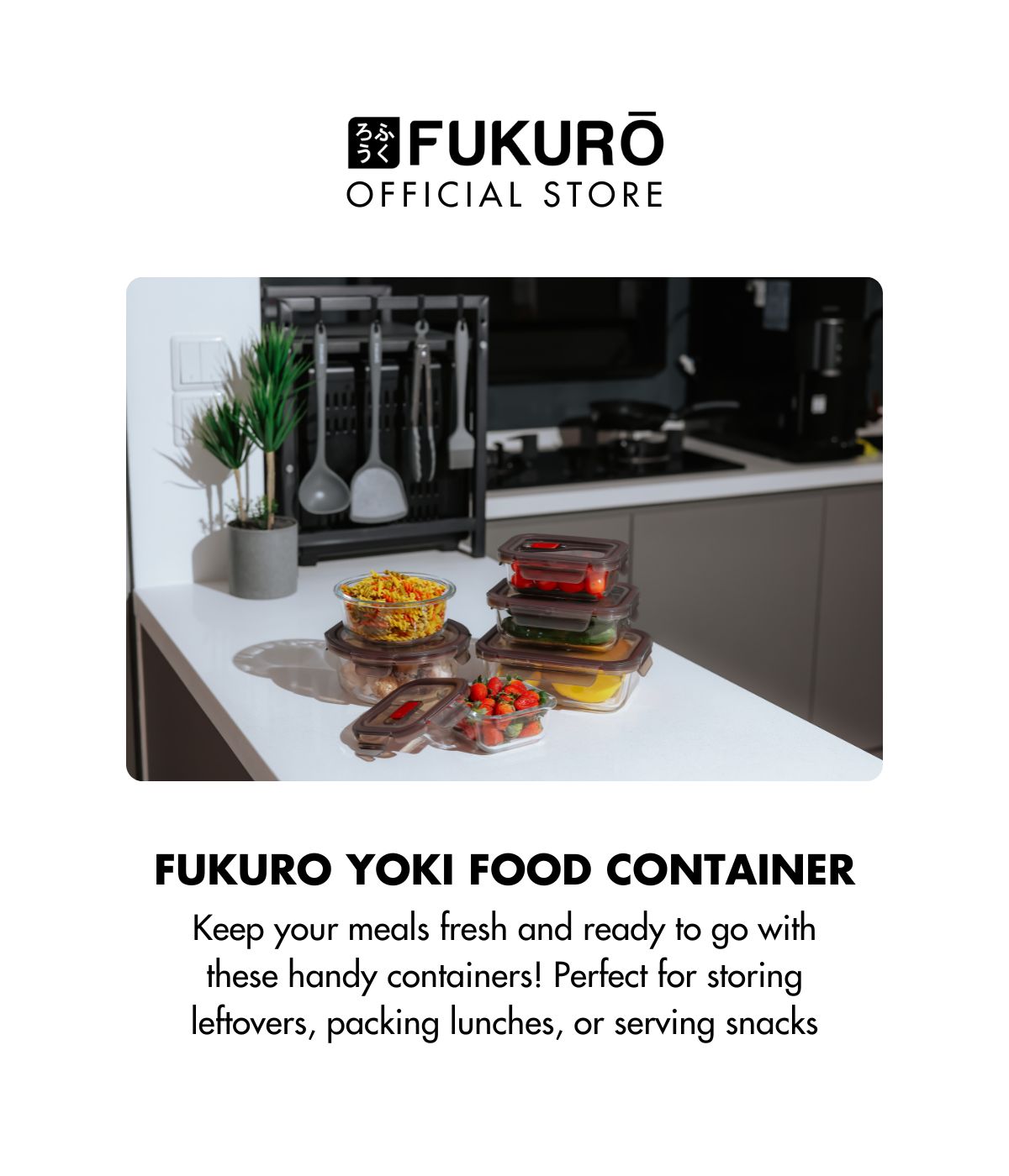 Fukuro Yoki Borosilicate Square Airtight Glass Container (320/520/800 ...