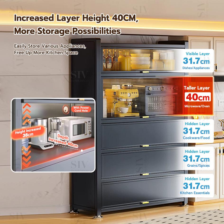 Auremi Kitchen Cabinet Rack Shelves Microwave Oven Kitchen Storage ...
