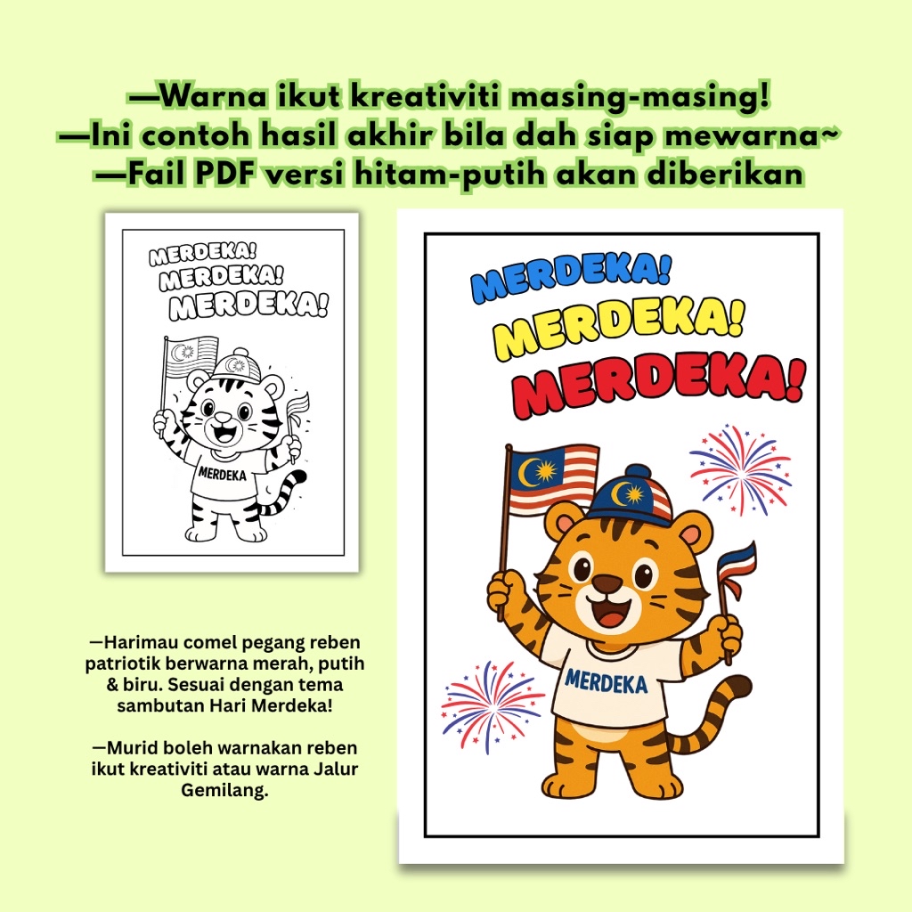 Gambar Mewarna Si Cilik Hari Merdeka 2025 | 14 Pages PDF + Cover ...