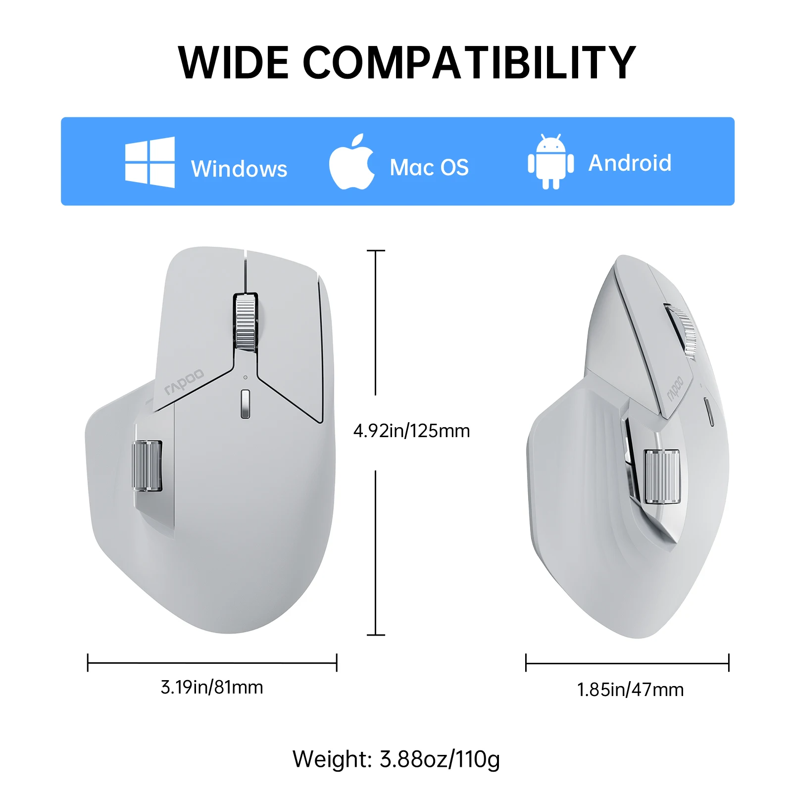 Rapoo MT760 Wireless Mouse Three Mode Gaming Mouse FPS Low Latency ...