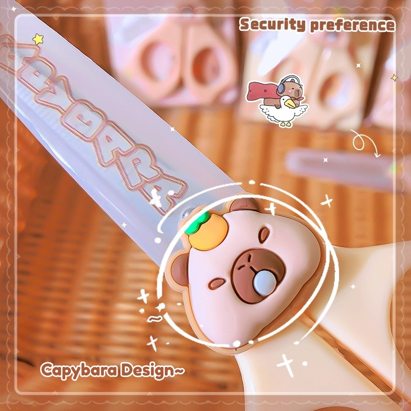 EZYLITTLES Capybara Safety Scissors Kids with Cap Cute Design Stainless ...