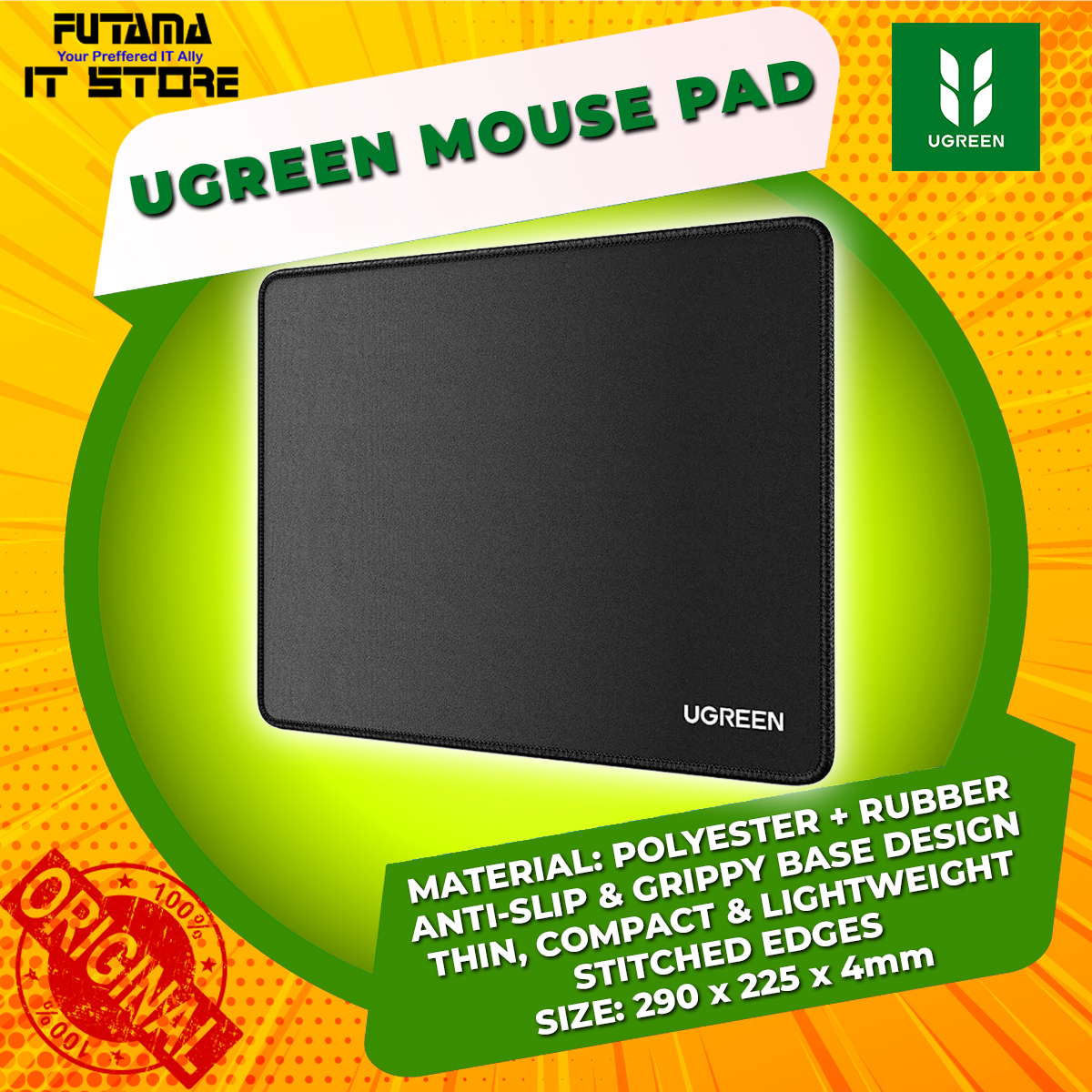UGREEN Mouse Pad (LP575-90563) - Anti-Slip Stitched Edges Polyester ...