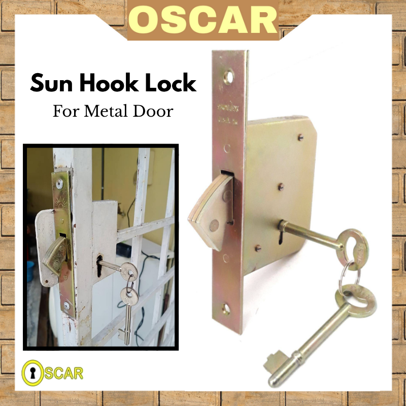 HL001-MORTISE STEEL SUN HOOK LOCK FOR STEEL GRILL DOOR | Shopee Malaysia