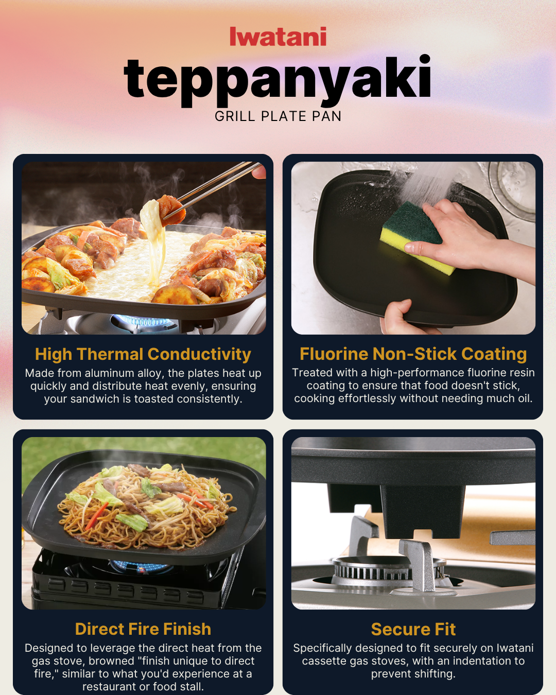 IWATANI - TEPPANYAKI GRILL PLATE OKONOMIYAKI ALUMINIUM FLAT PAN FOR ...