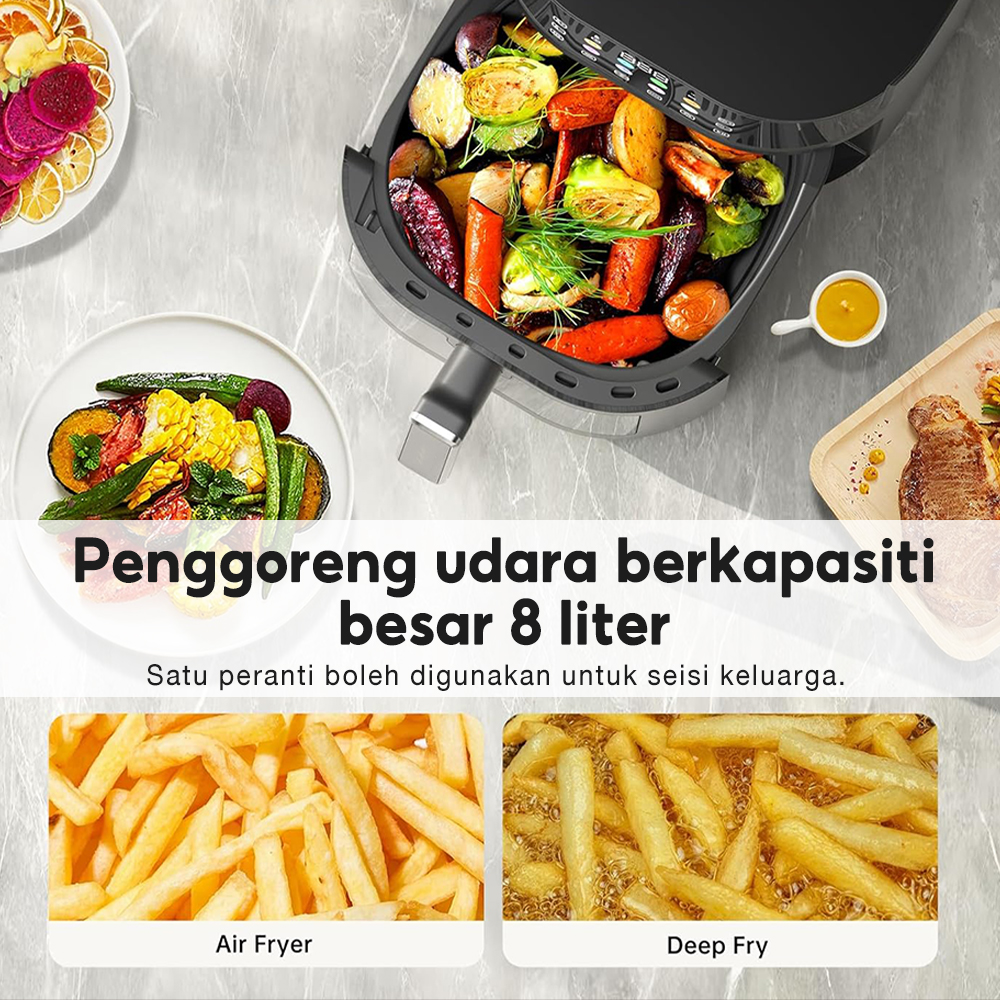 Simmo Air Fryer oil-free fryer Machine 1500W Visible Window 8L Large ...