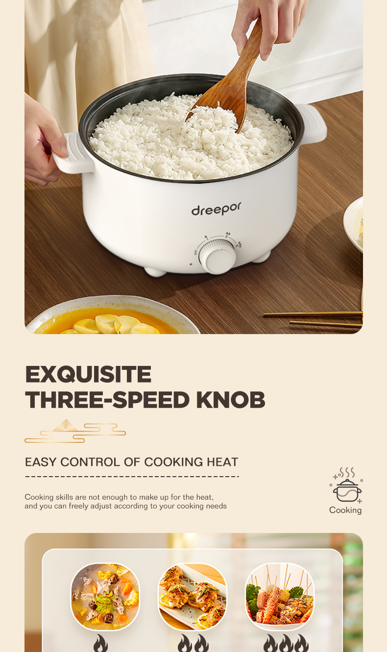 Dreepor 3L Electric Cooker 4 Gears Non-Stick Multi Rice Cooker with ...
