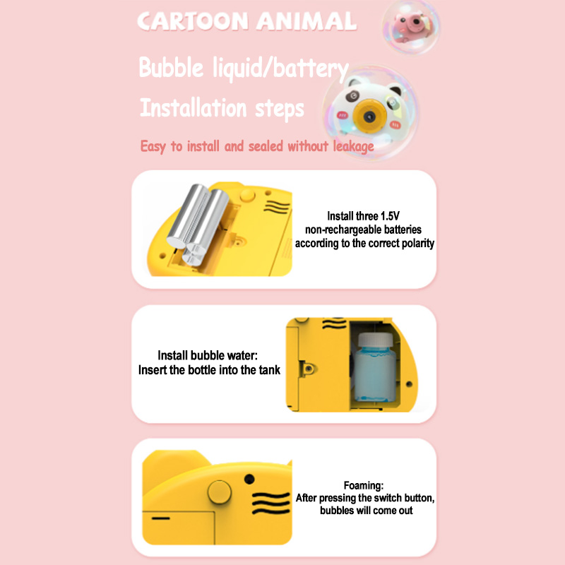 Children's cute animal cartoon bubble camera, fully automatic lighting ...