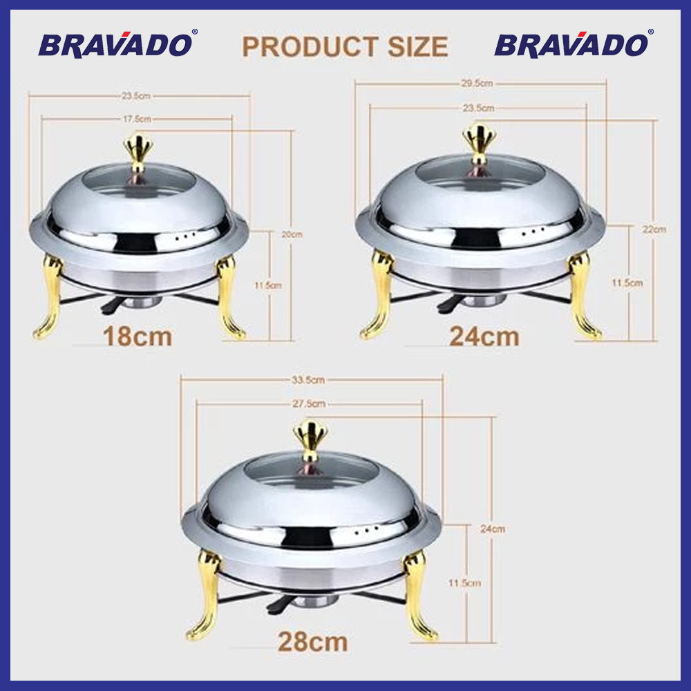 🔥BEST SELLER🔥BRAVADO STAINLESS STEEL Prince Buffet Set Round Chafing ...
