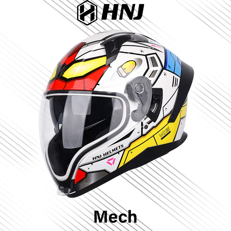 HNJ Full Face Motorcycle Helmet Double Visor Safety ABS Material (55 ...