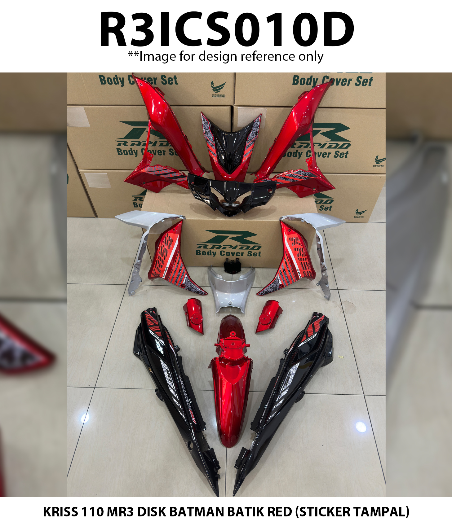 RAPIDO Modenas Kriss110 Mr3 Drum Disc Batman Batik Hitam Merah Body ...