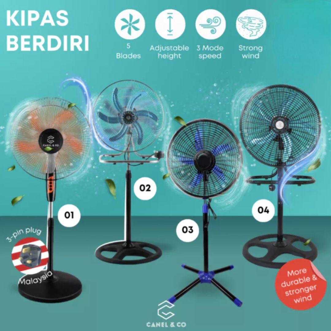 UltraStrong 16-Inch Stand Fan – 5-Blade Floor Fan with 3-Speed Settings ...