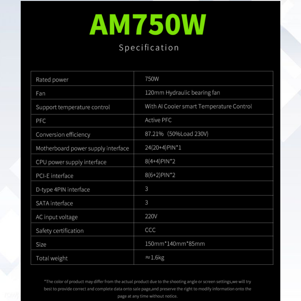 SEGOTEP AM750W (750W) FULL MODULAR 80 PLUS STANDARD BLACK POWER SUPPLY ...