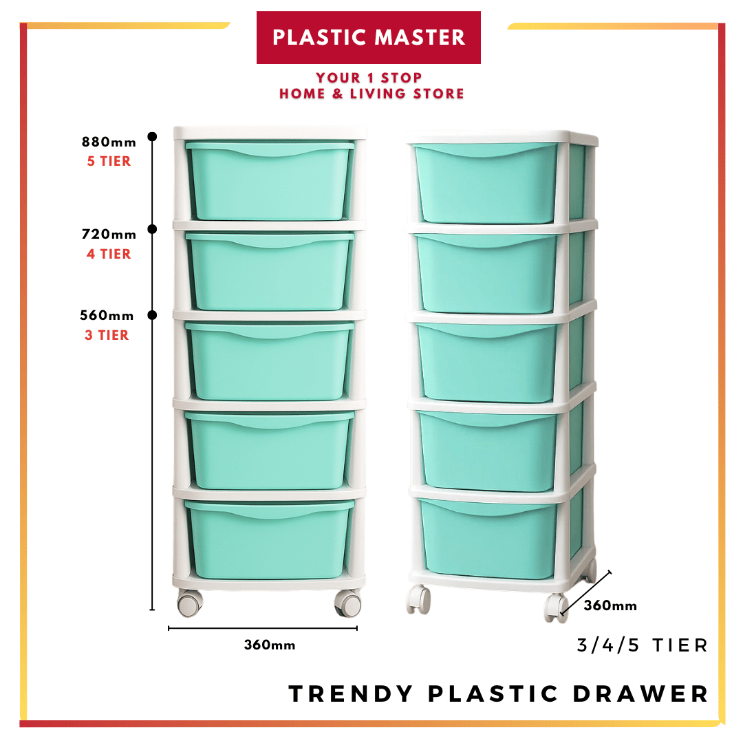 Drawer Modern Drawer with Wheel Plastic Drawer 3/4/5 Tier Storage ...