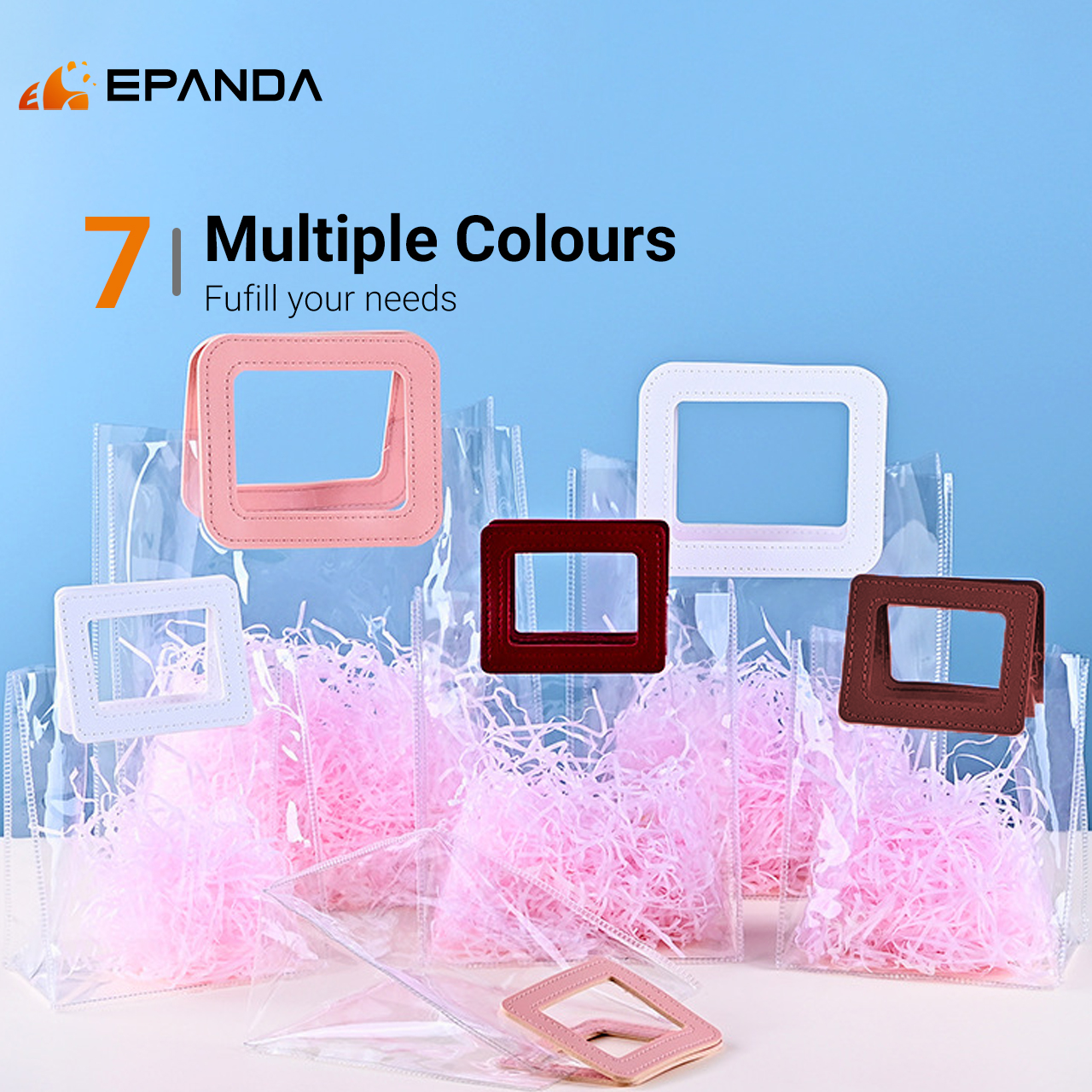 50pcs Transparent PVC Door Gift Bag Square Handle Wedding Beg Plastik ...