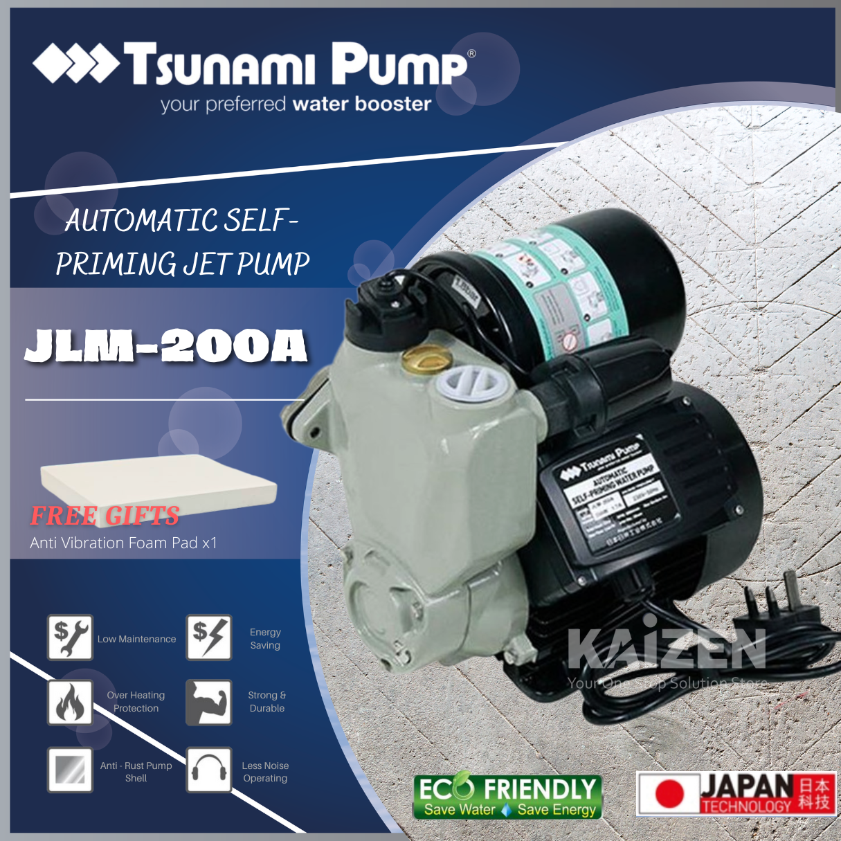 TSUNAMI PUMP MAIN PIPE ASSIST JLM-200A 200W INTELLIGENT AUTOMATIC SELF-PRIMING PUMP + FREE GIFT ...
