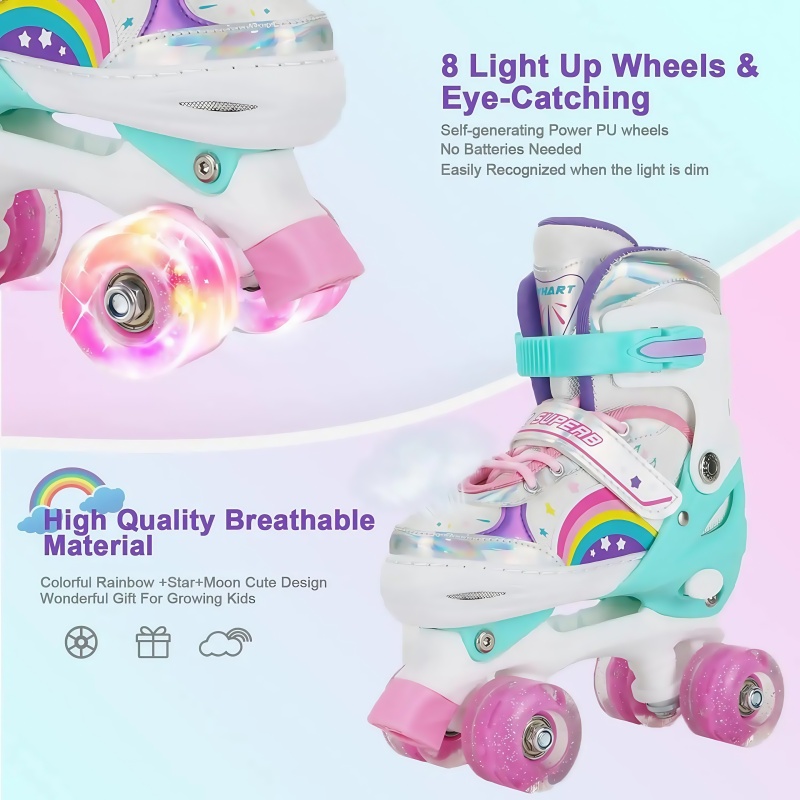 (Free Bag+Box) Kids Kasut Roda Budak Double Row Full Flash Roller Blade ...