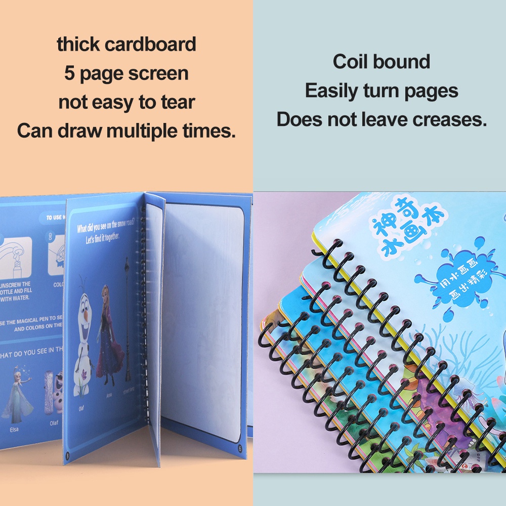 Kids Magic Water Colouring Book – Bilingual, Reusable Painting Drawing ...