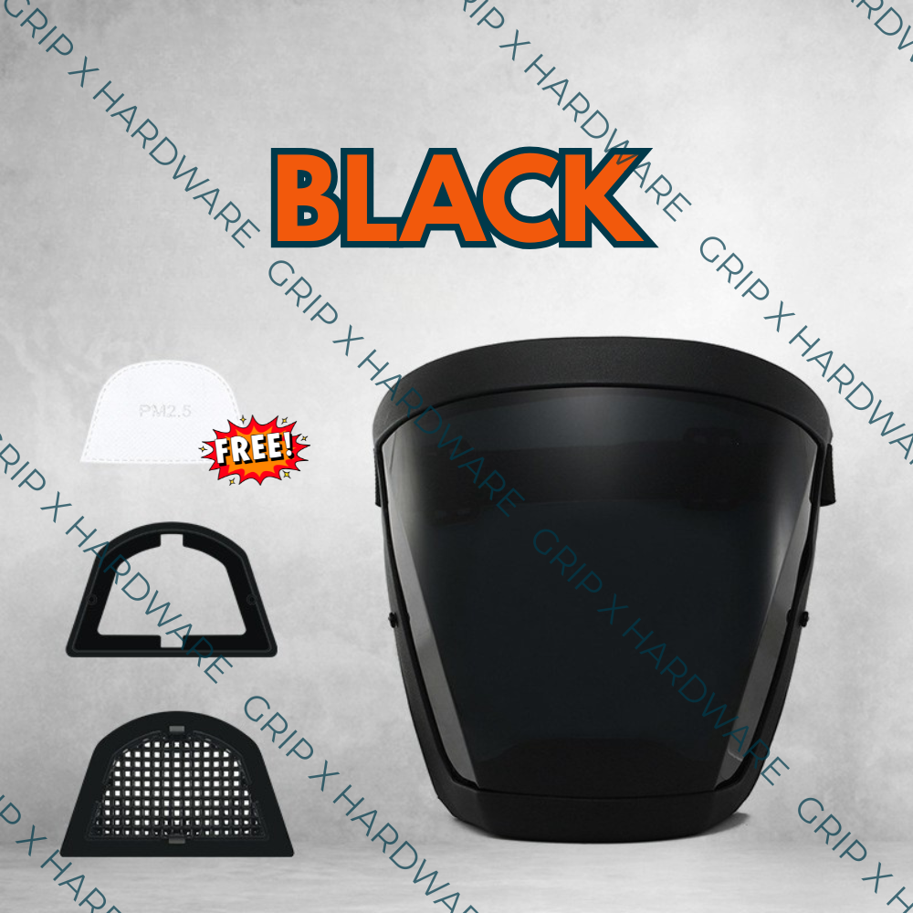 GRIP X Unisex Protective Full Face Shield Transparent Anti-Fog Dust ...