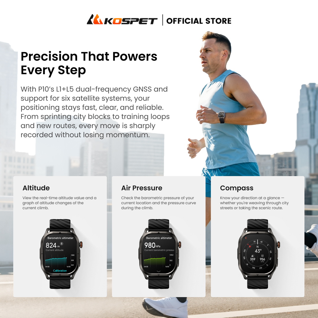 KOSPET MAGIC P10 Smartwatch | GPS | Gorilla Glass | 180+ Sports Modes ...