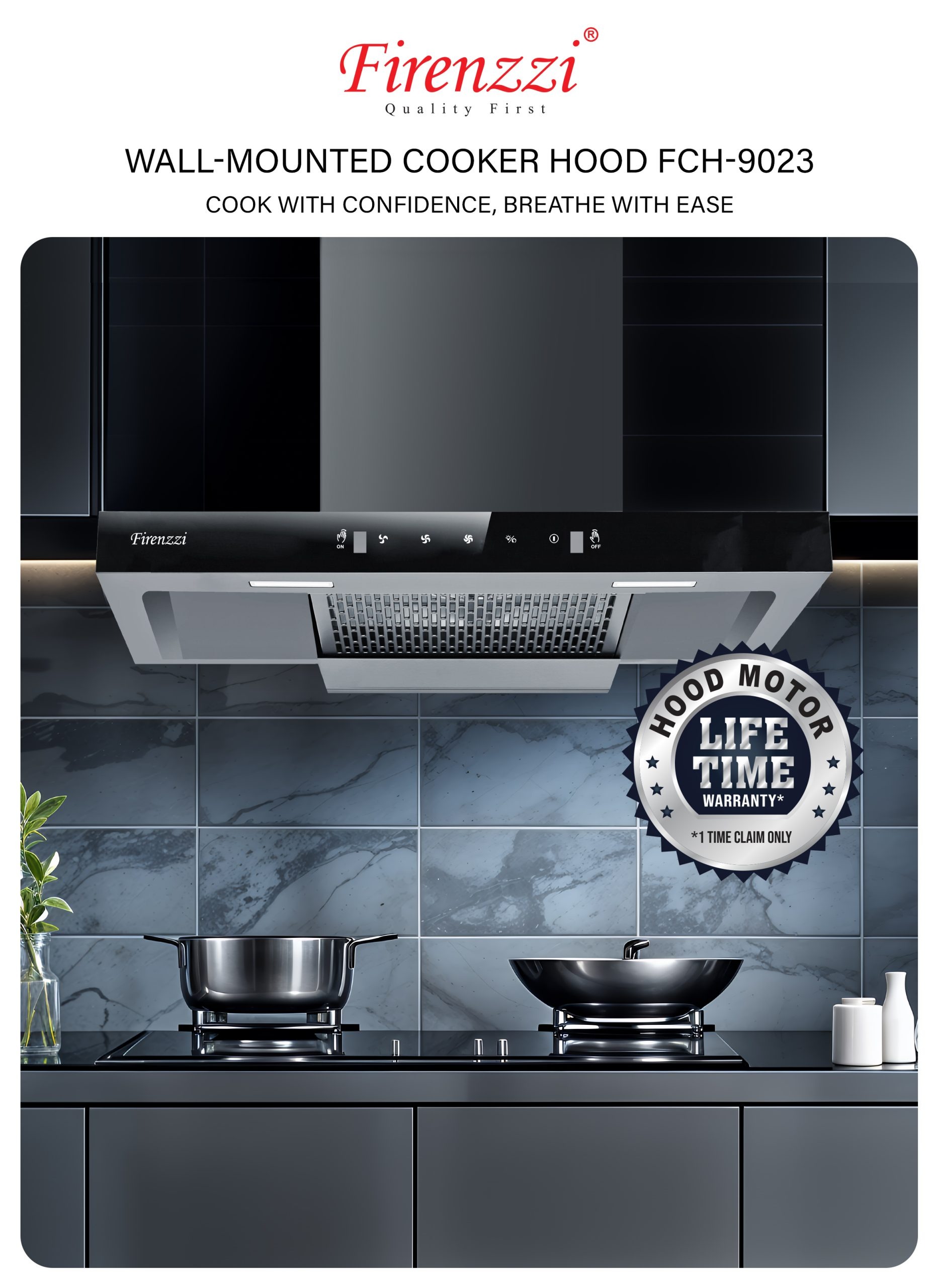 (Deliver By Own Lorry) Firenzzi Cooker Hood FCH-9023 | 90cm Slim Design ...