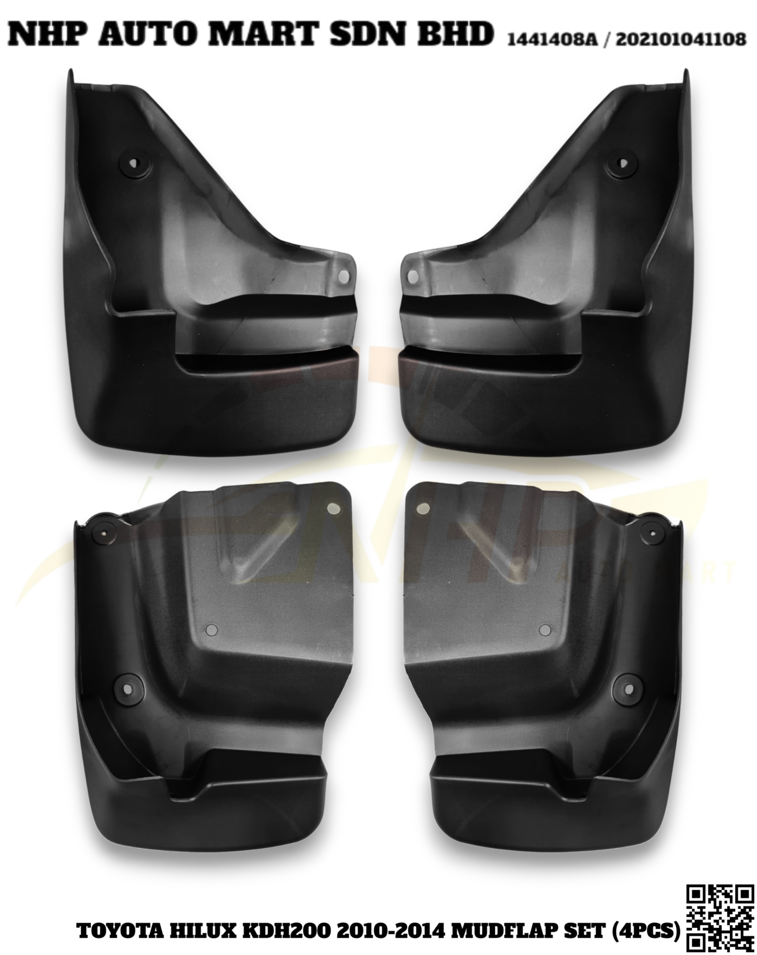 TOYOTA HIACE KDH200 2005 - 2015 YEAR MUDFLAP / SPLASH GUARD ONE SET ( 4 ...