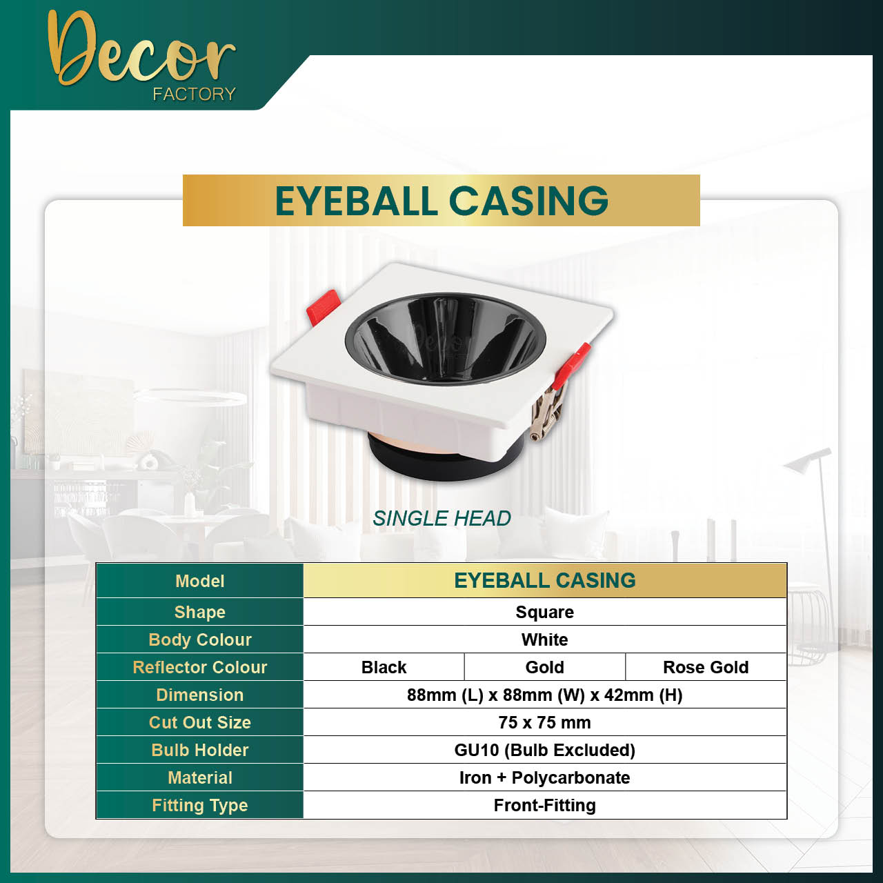 🔥NEW🔥LED Eyeball Casing Black White Rose Gold Eyeball Fitting Recessed ...