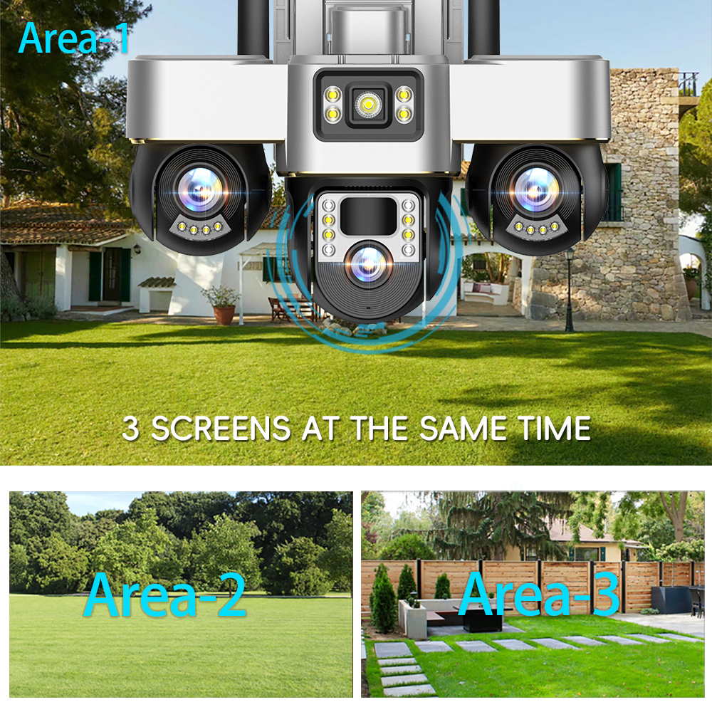 V380 Pro VTS30 Solar IP66 Wireless Outdoor waterproofing Three lens ...