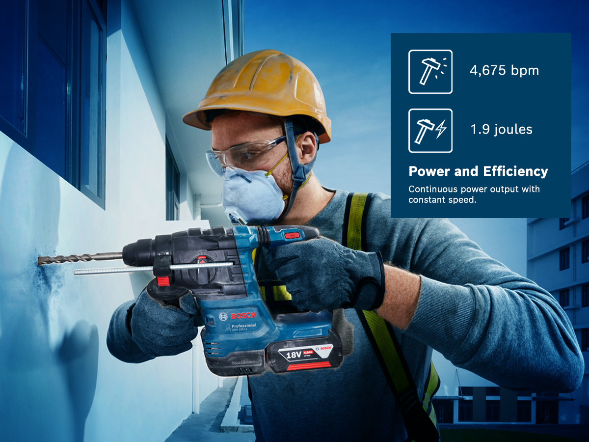 BOSCH GBH 185-LI Professional Cordless Rotary Hammer With 1 Battery ...