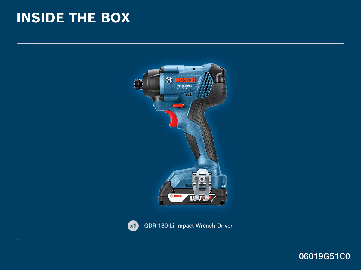 BOSCH GDR 180-LI Professional Cordless Impact Driver - 06019G51C0 ...