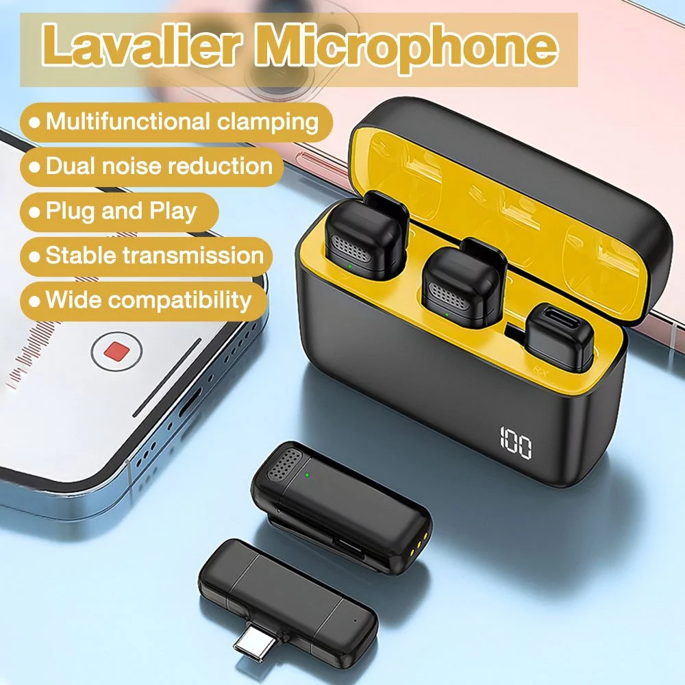 Microphone Wireless Live Lavalier Mini Lapel Mic With ANC Active Noise ...