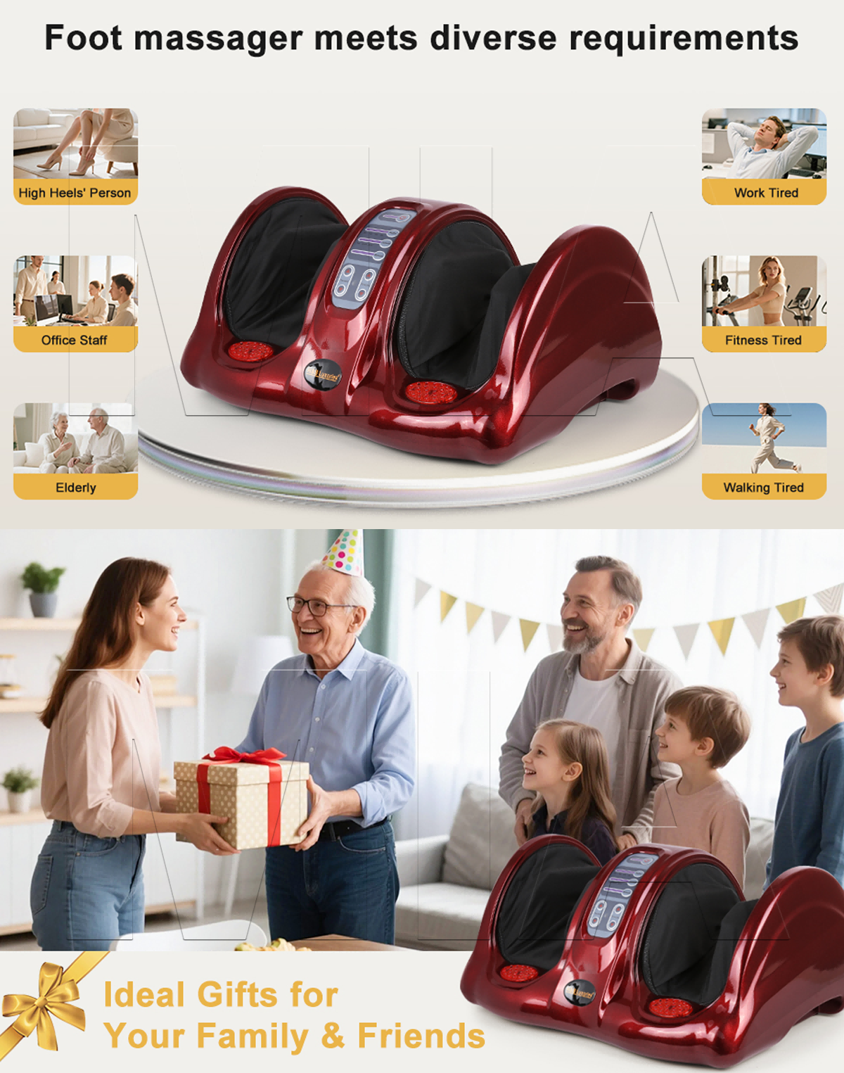 Electric Shiatsu Heat 3D Foot Massager Machine Heating Therapy Relief ...