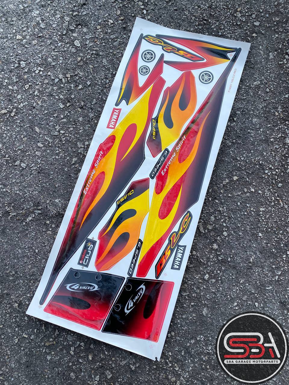 STICKER STRIPE BODY SET / COVERSET LC135 V1 MORITAKA SET MERAH API ...