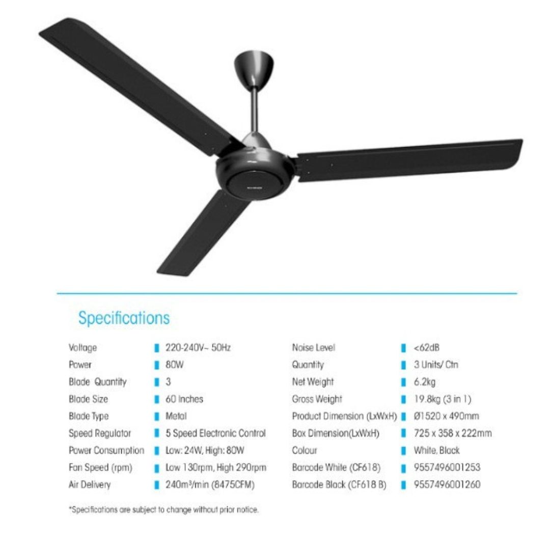 KHIND Ceiling Fan (60" x 3 Set/Box) CF615 CF618 CF618B | Shopee Malaysia