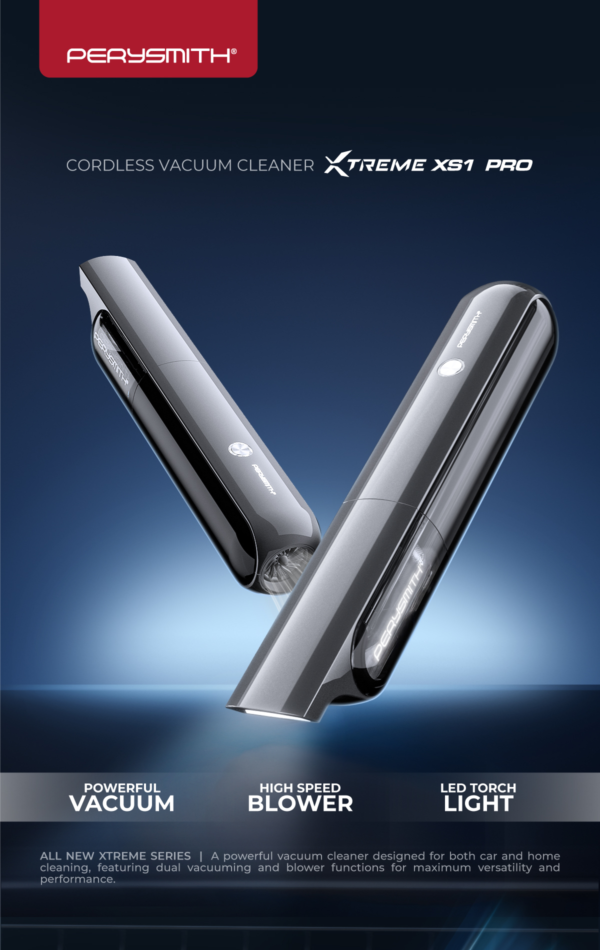 PerySmith Cordless Vacuum Cleaner Xtreme Series XS1 Pro (Car Vacuum ...