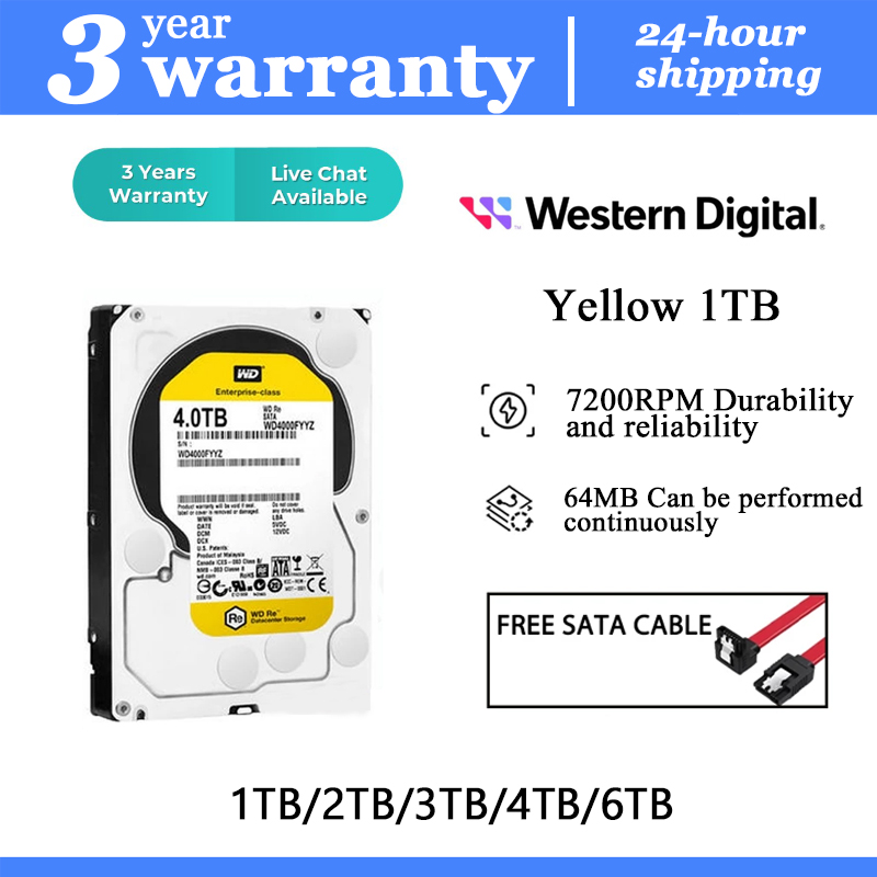 3.5" WD Yellow Enterprise Internal Hard Disk 1TB/2TB/3TB/4TB/6TB SATA ...